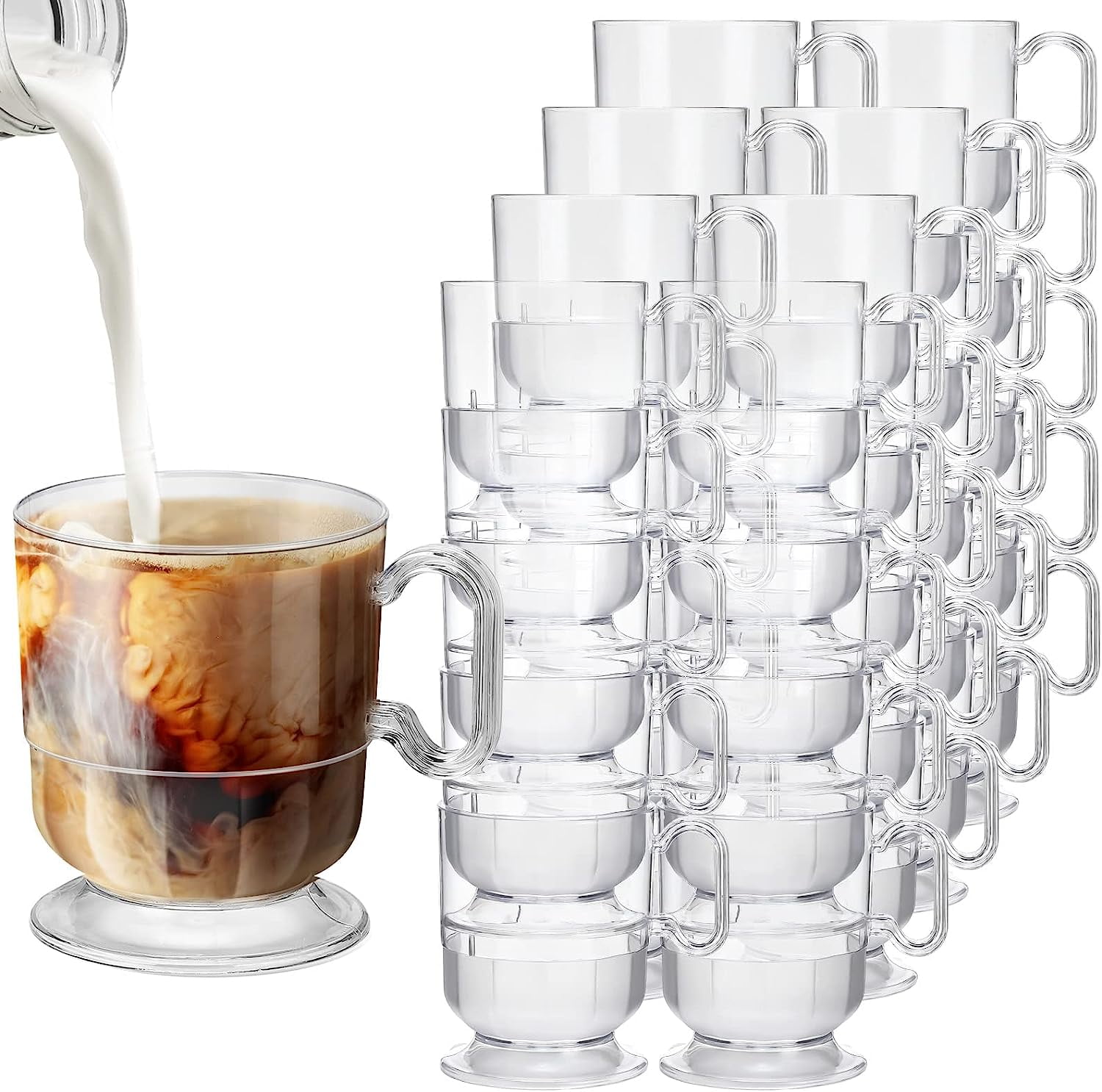 100 Count Disposable Plastic Coffee Cups Elegant Clear Tea Cups with ...