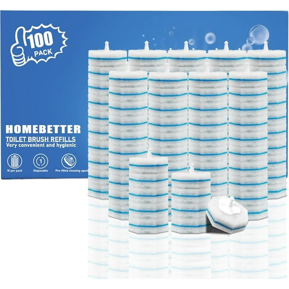 100 Count Disposable Toilet Bowl Wand Refills Prefilled with 2X ...