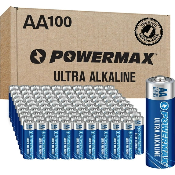 100-Count Double AA Batteries, Ultra Long Lasting Alkaline Battery for ...