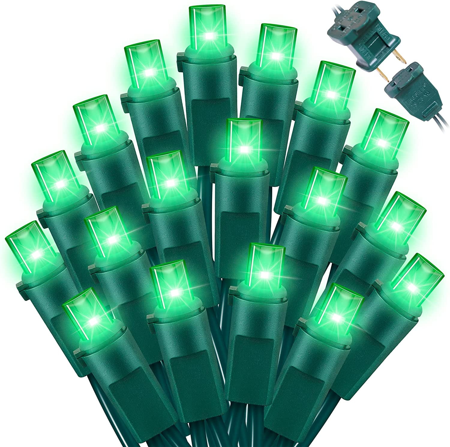 100 Count Green- String Lights - 21.6FT LED Christmas Lights, Mini led ...