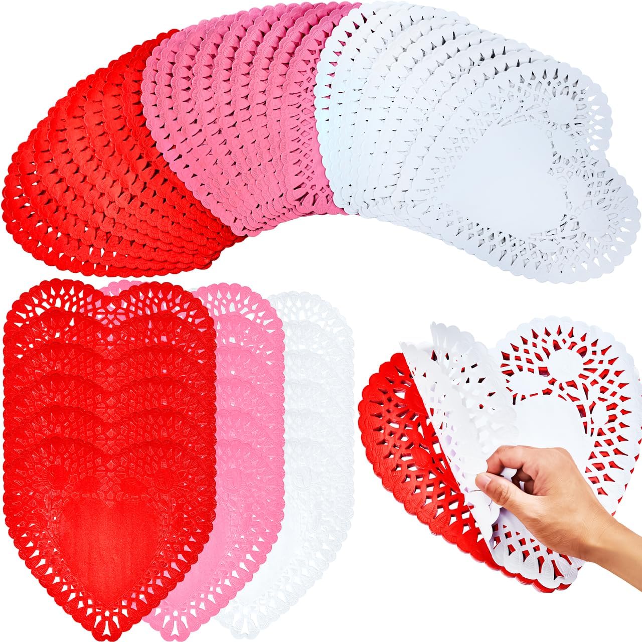 100 Count Heart Doilies 8