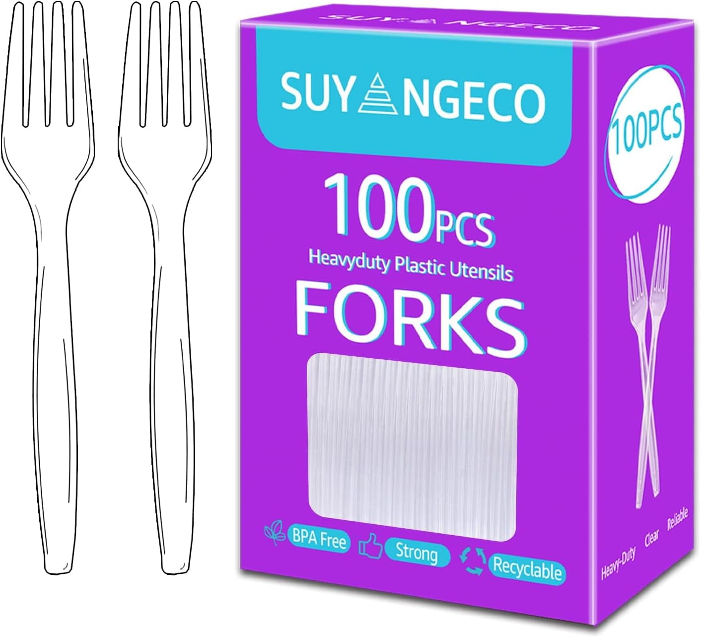 [100 Count] Heavy Duty Clear Plastic Forks Disposable Plastic Fork Bulk ...