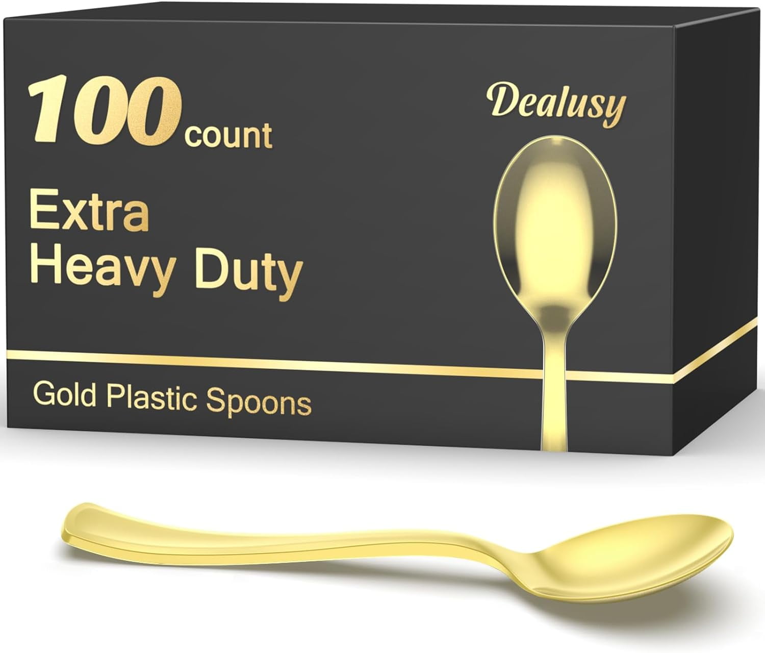 100 Count Heavy Duty Gold Plastic Spoons Disposable, BPA-Free, Heat ...