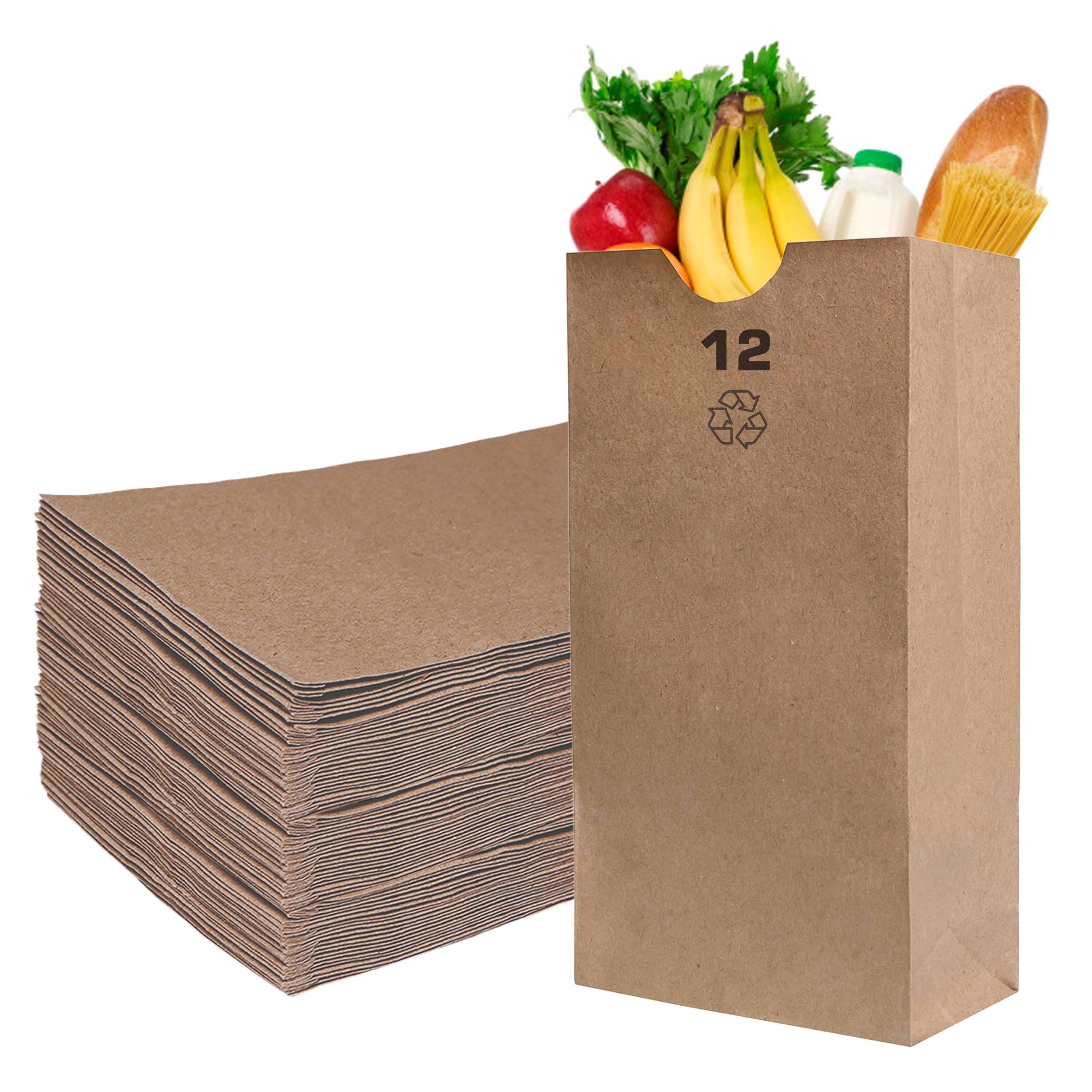  100 Count Large Brown Kraft Paper Bag 12 Lb Paper Lunch Bags