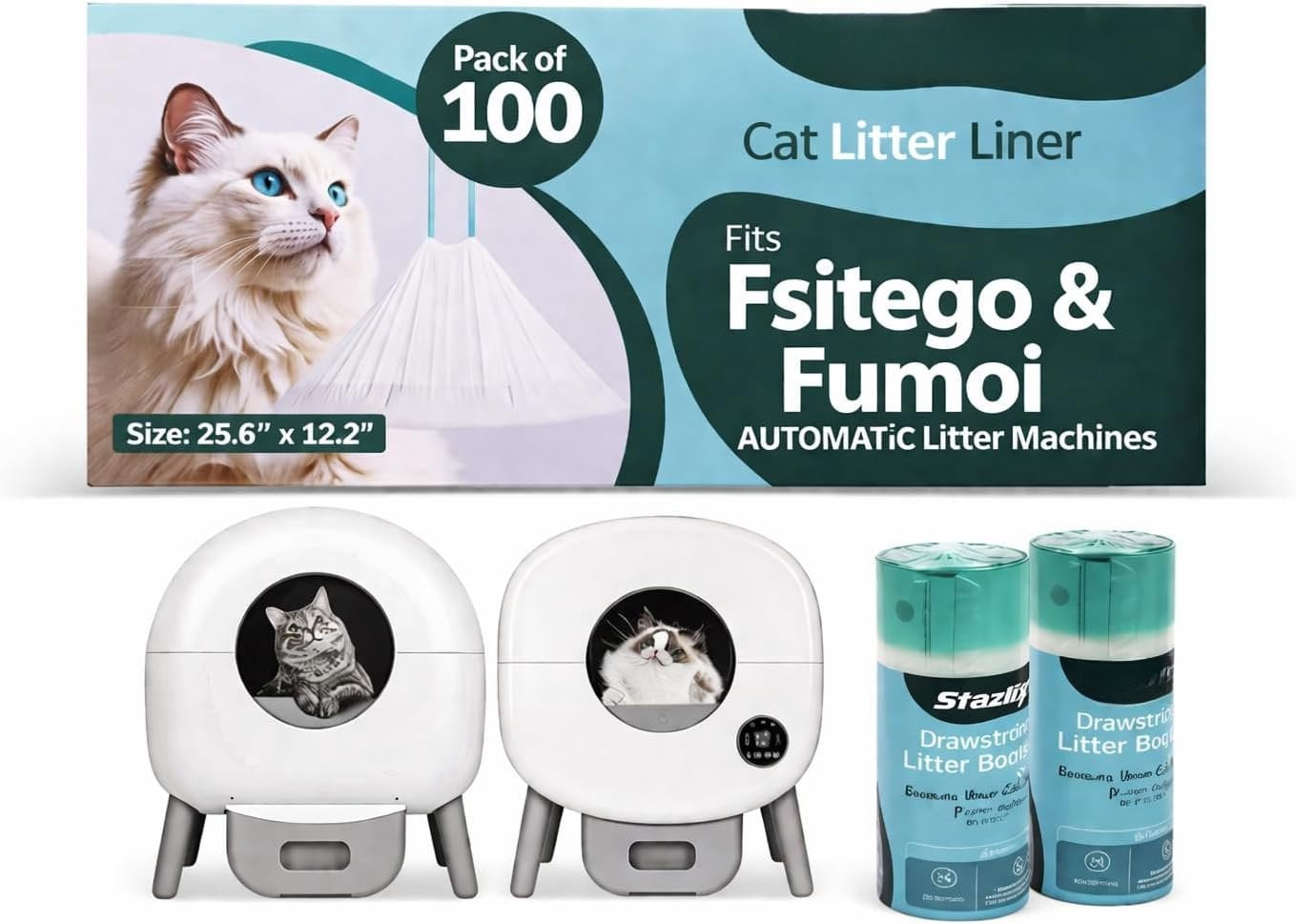 100 Count - Litter Liners Compatible with Cumrige Litter Box (M2 ...