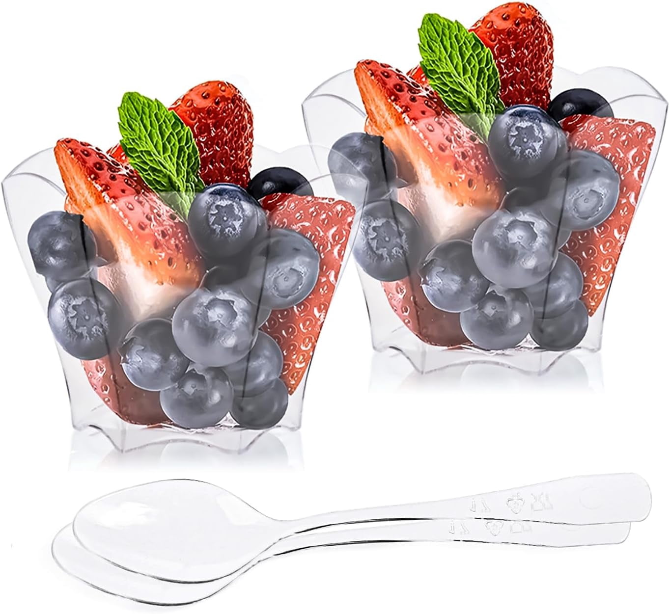 100 Count Mini Dessert Cups with Spoons, 2.3 oz. Disposable Clear Bowls ...