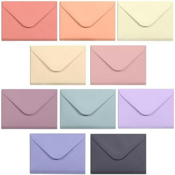 100-Count Mini Envelopes - Paper Business Card Envelopes, 10 Pastel ...
