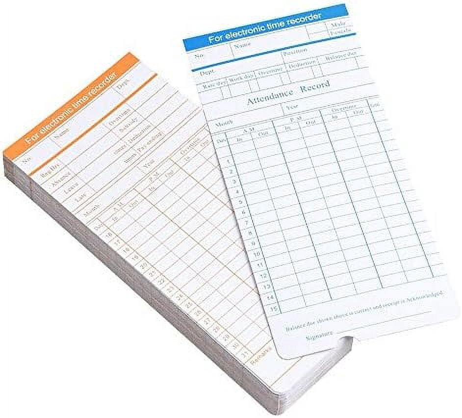100 Count Monthly Time Clock Cards Timecard for Employee Attendance ...