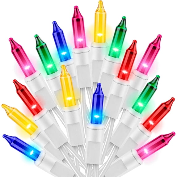 LAMPHOME 100-Count Multicolor Frosted Mini Bulb Straight String Lights ...