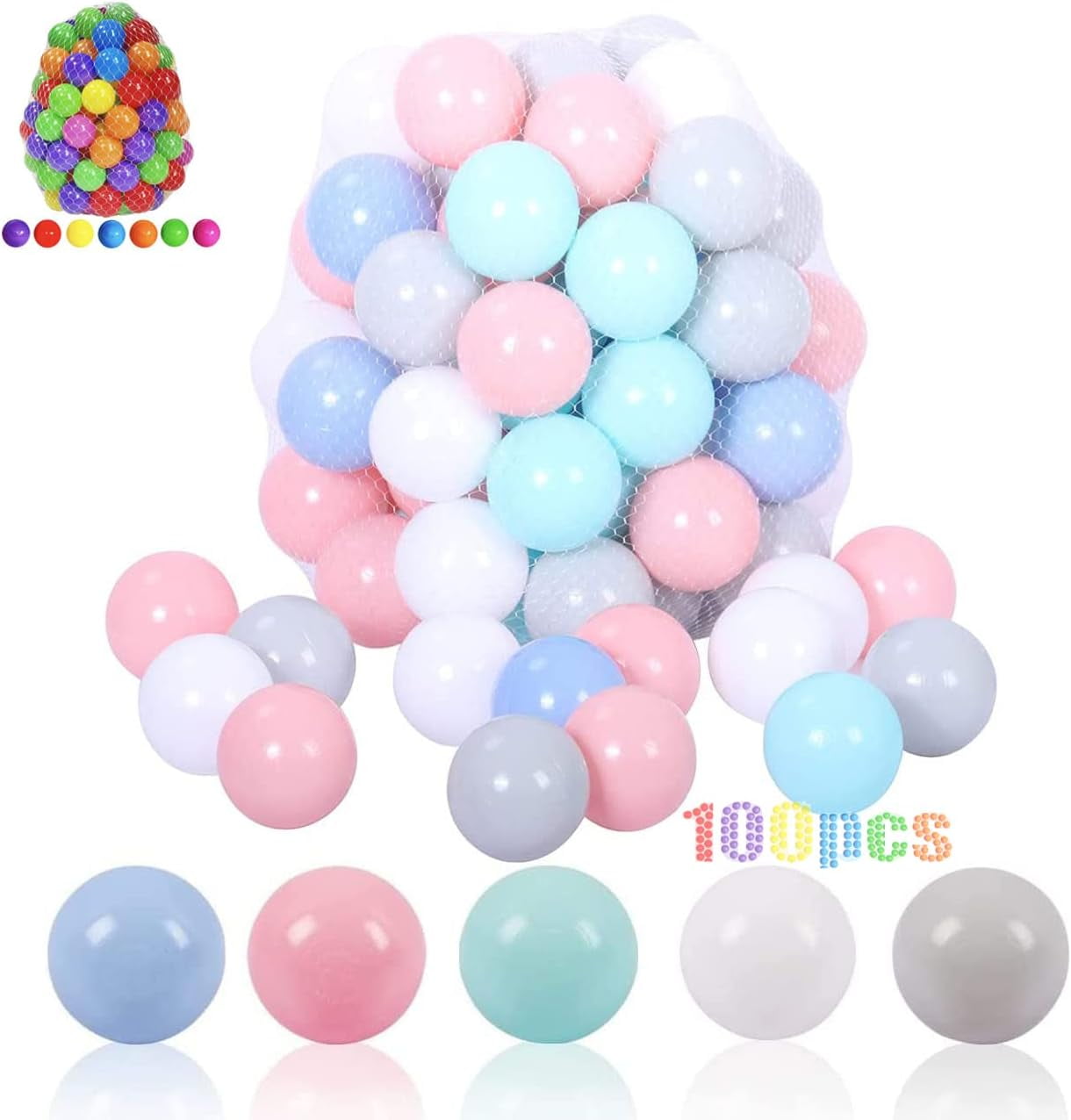 100 Count Plastic Play Balls for Babies & Toddlers Ball Pits , for ...