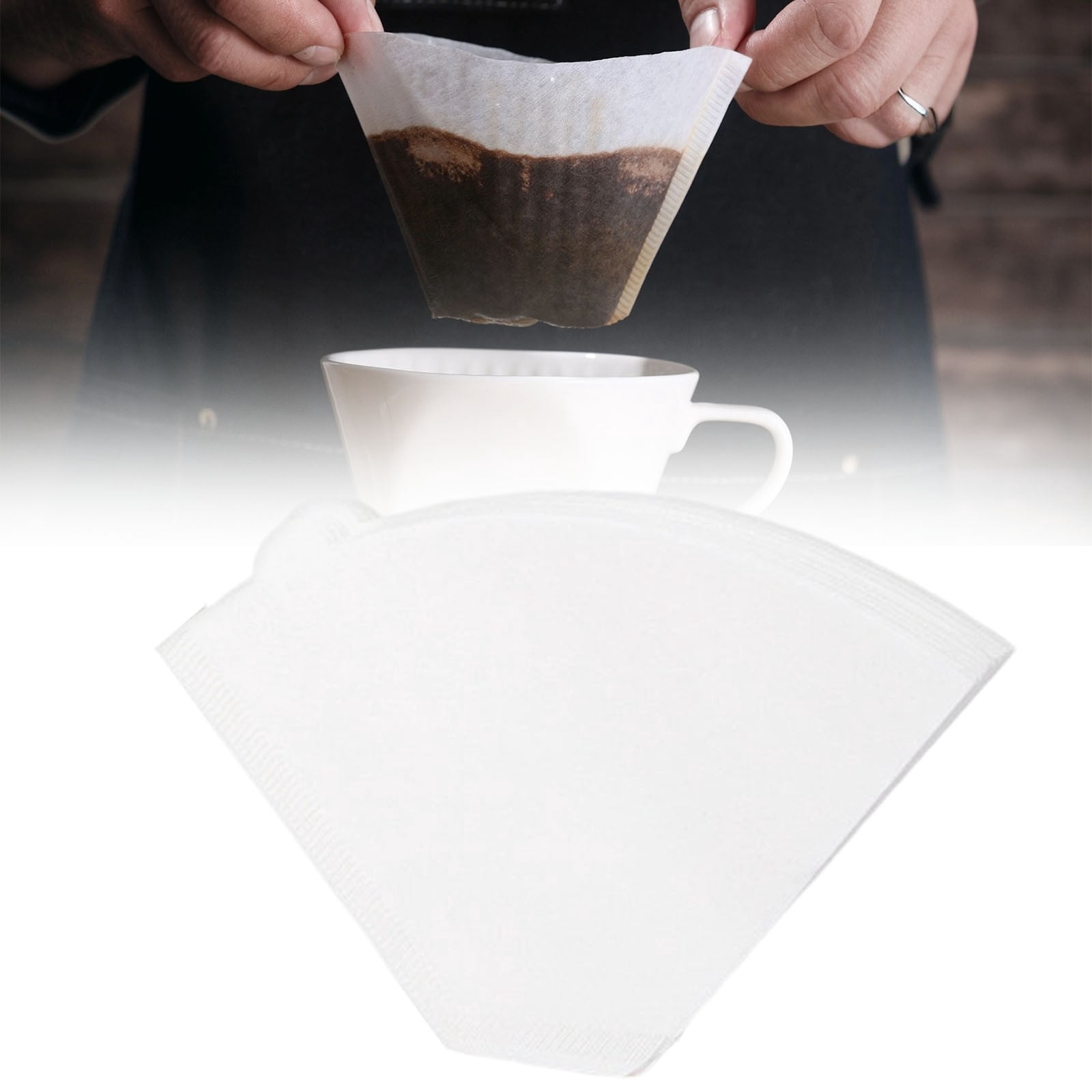 100 Count Pour Over Coffee Filters Paper, Size 6.49"X3.74"X1.96 ...