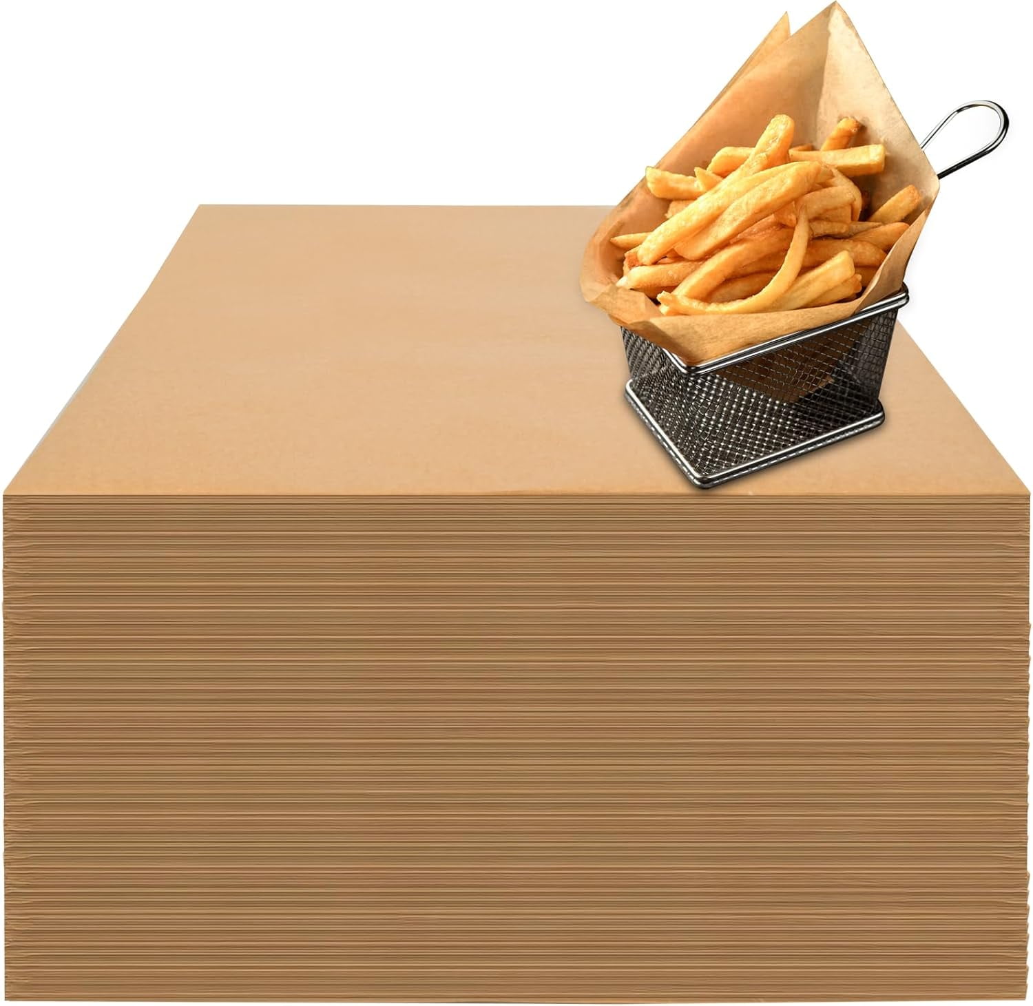 100 Count Pre-Cut Deli Wax Paper Sheets, 12x12" Natural Kraft Parchment ...