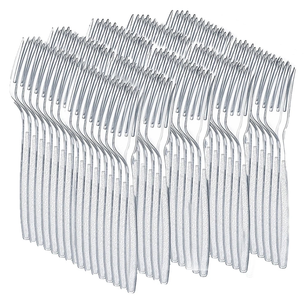 100 Count Silverware Set, Heat Resistant, Disposable Plastic Utensils ...