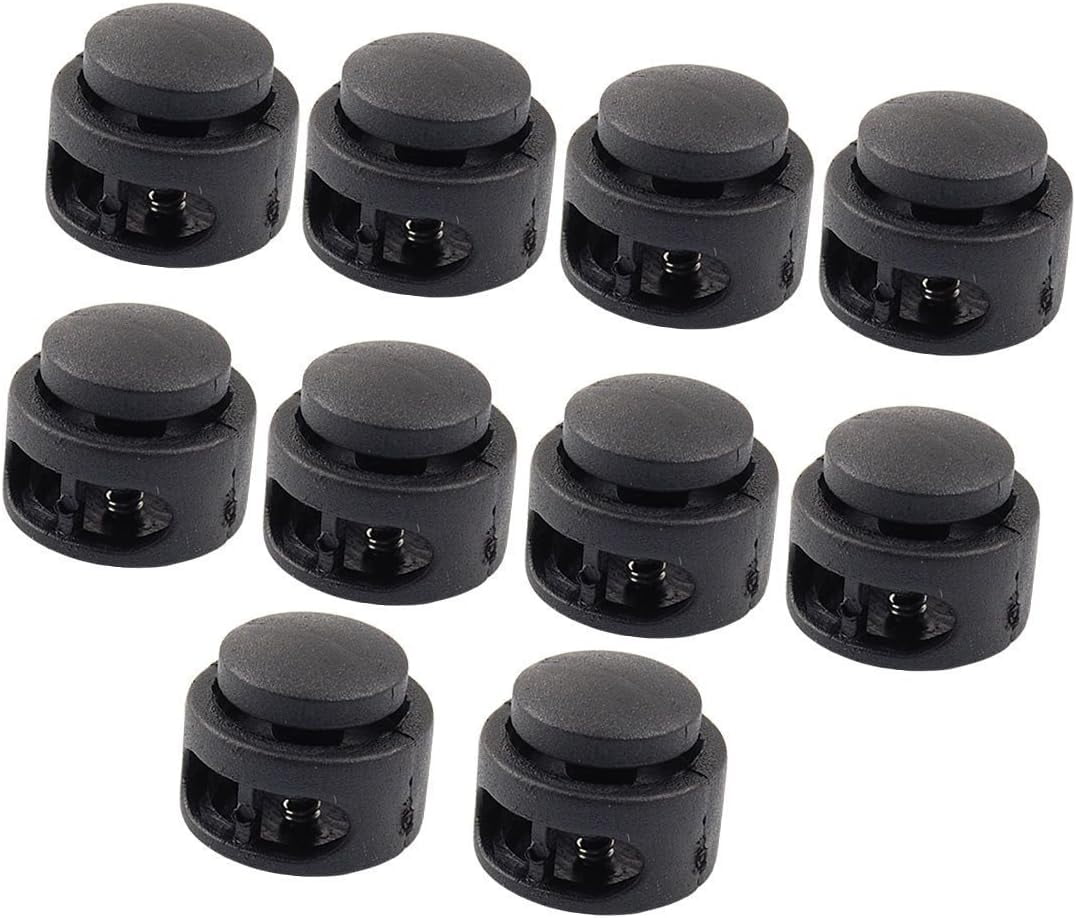 100 Count Spring Stopper Plastic Double Holes Cordlocks Toggles Black ...