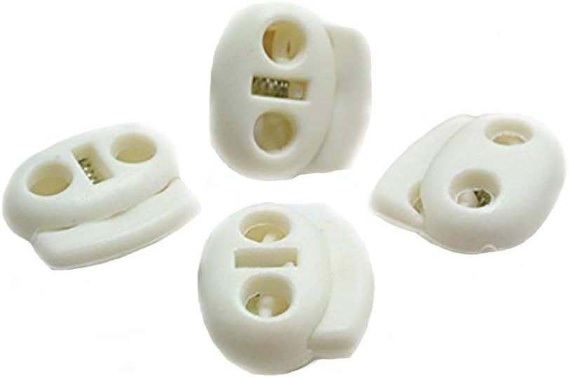 100 Count Spring Stopper Plastic Double Holes Cordlocks Toggles White ...