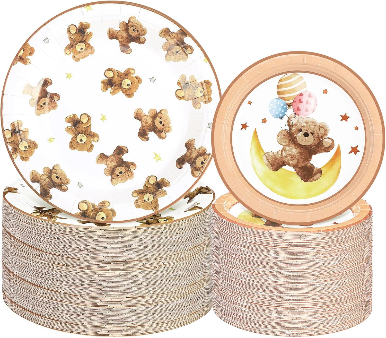 100 Count Teddy Bear Paper Plates We Can Bearly Wait Baby Shower Party ...