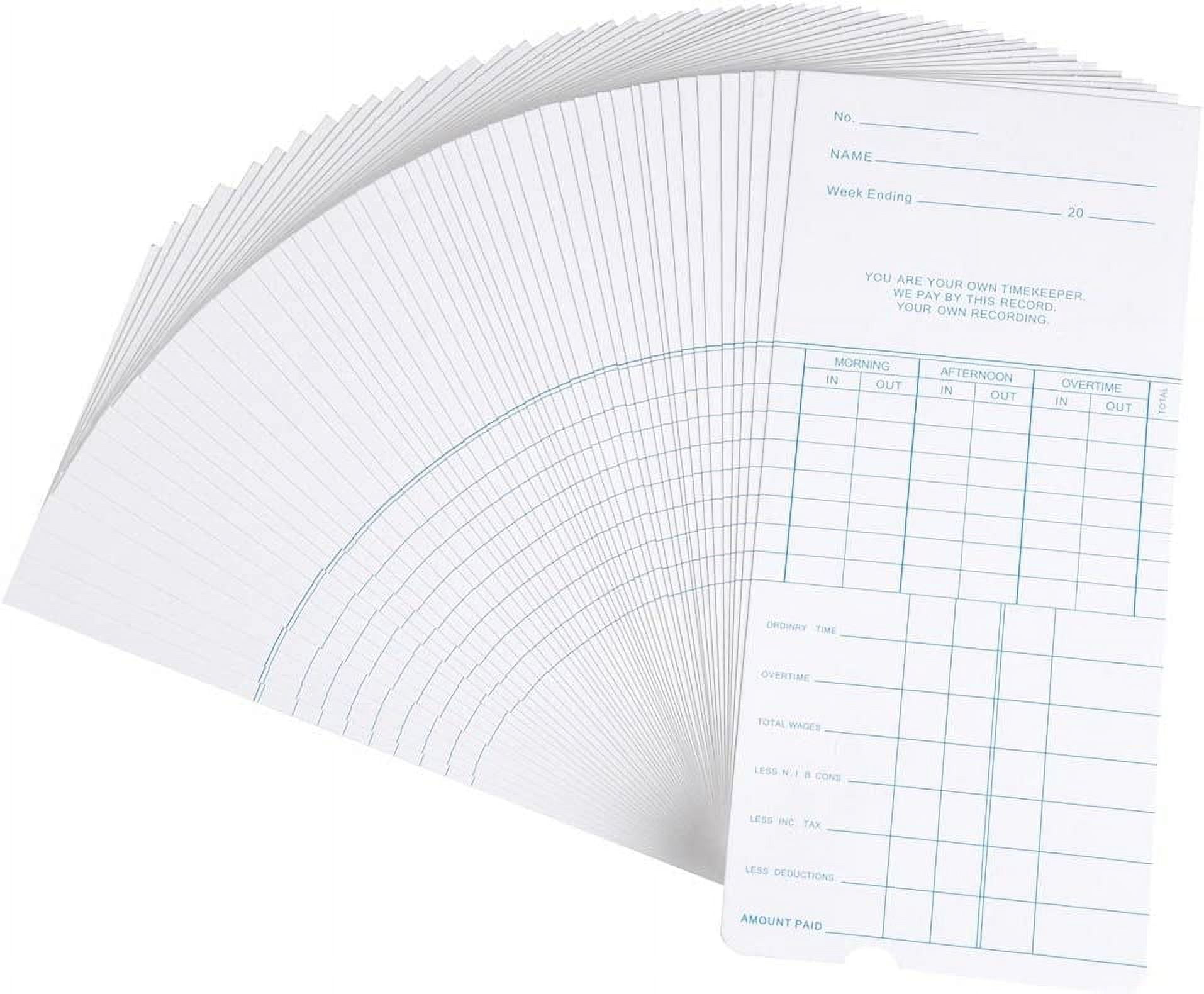 100 Count Weekly Time Clock Cards Timecard for Employee Attendance ...
