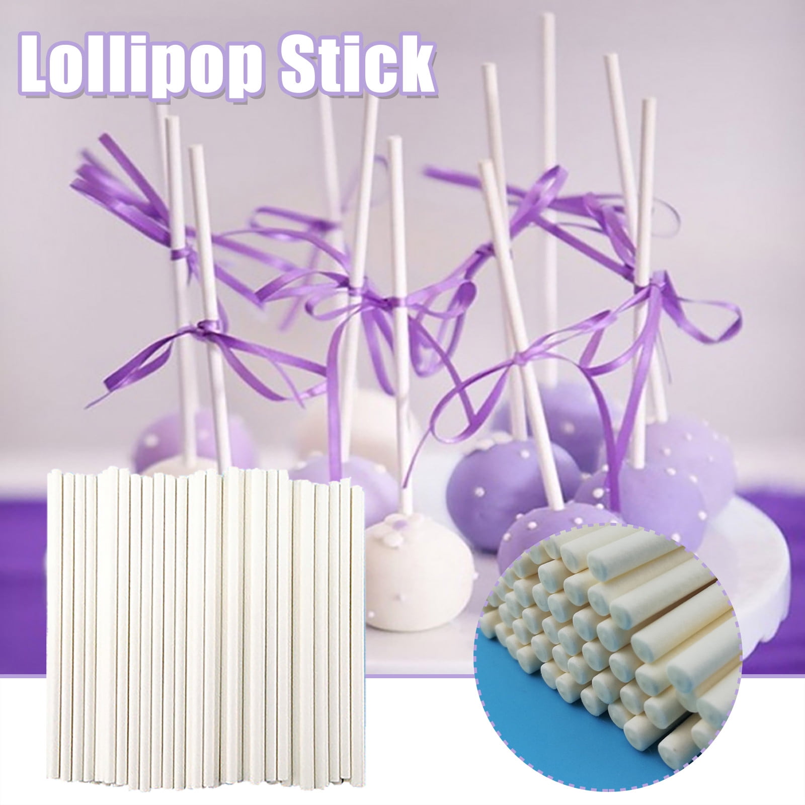100 Count White Lollipop Sticks, 3.94 Inch Paper Sticks Sucker Stick ...