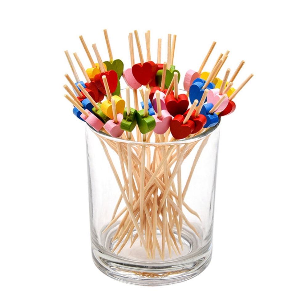 100 Counts Bamboo Cocktail Picks, Handmade Wooden Fruit Sticks Cocktail ...
