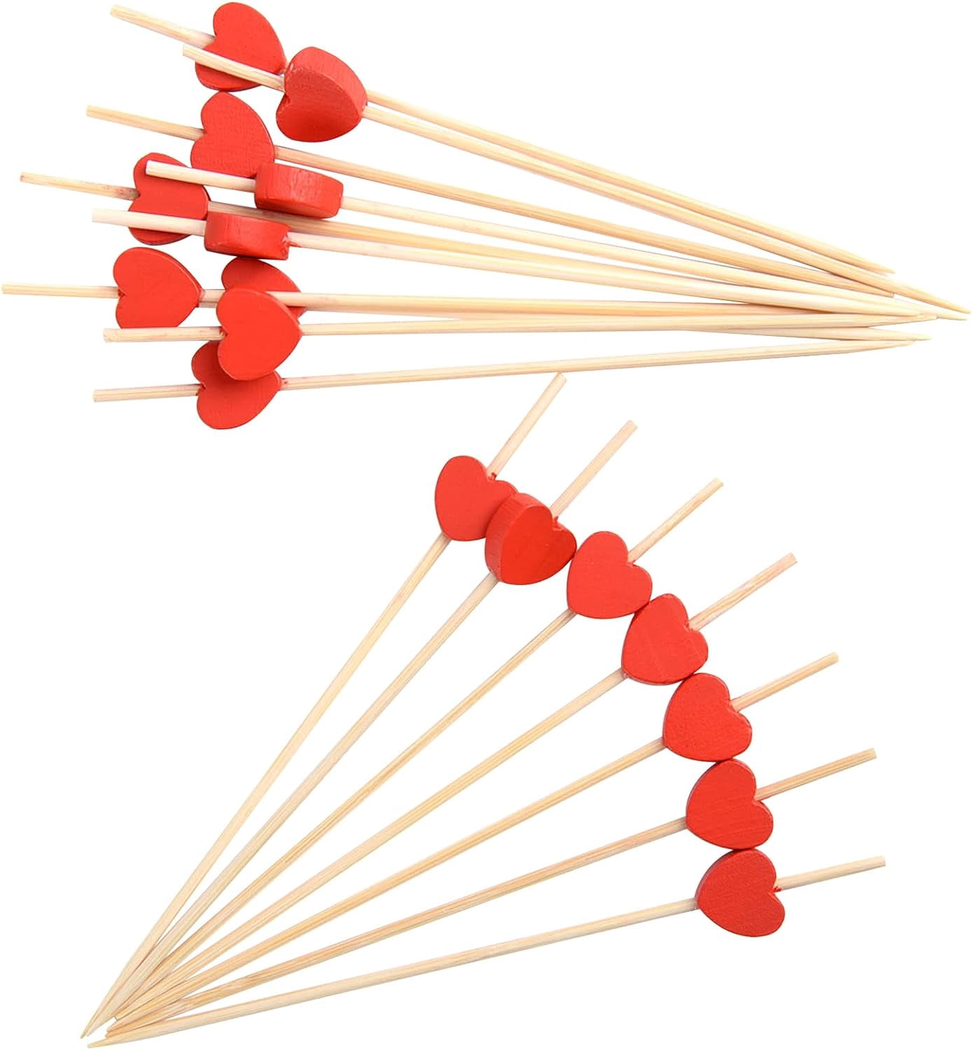 100 Counts Red Heart Cocktail Sticks, Heart Cocktail Picks, Heart ...
