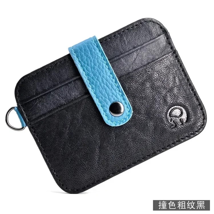 100% Cowhide Leather Credit Card Holder Women Men Mini Slim Wallets ...