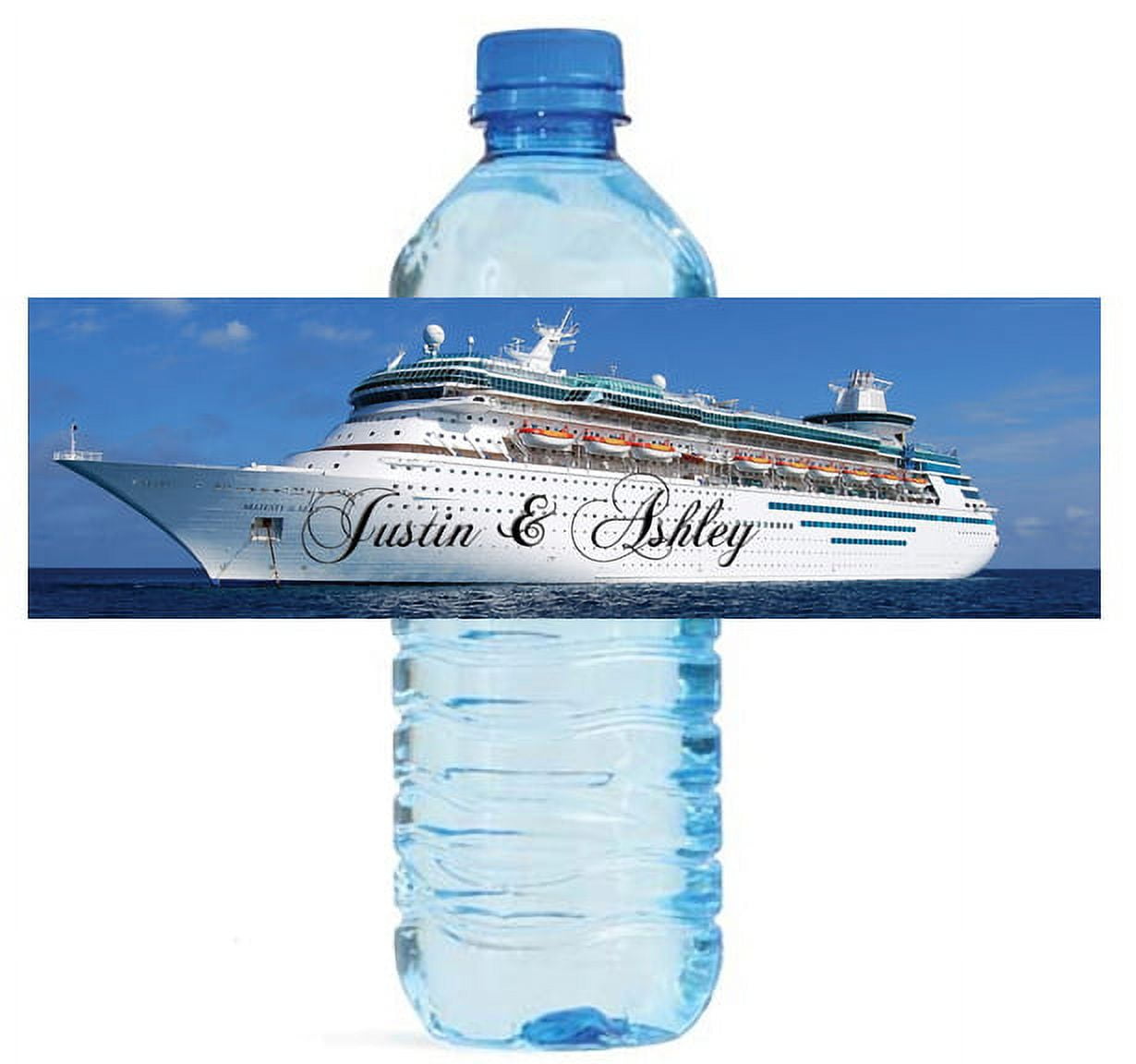 100 Cruise Ship Theme Wedding Pattern Pink Wedding Water Bottle Labels ...