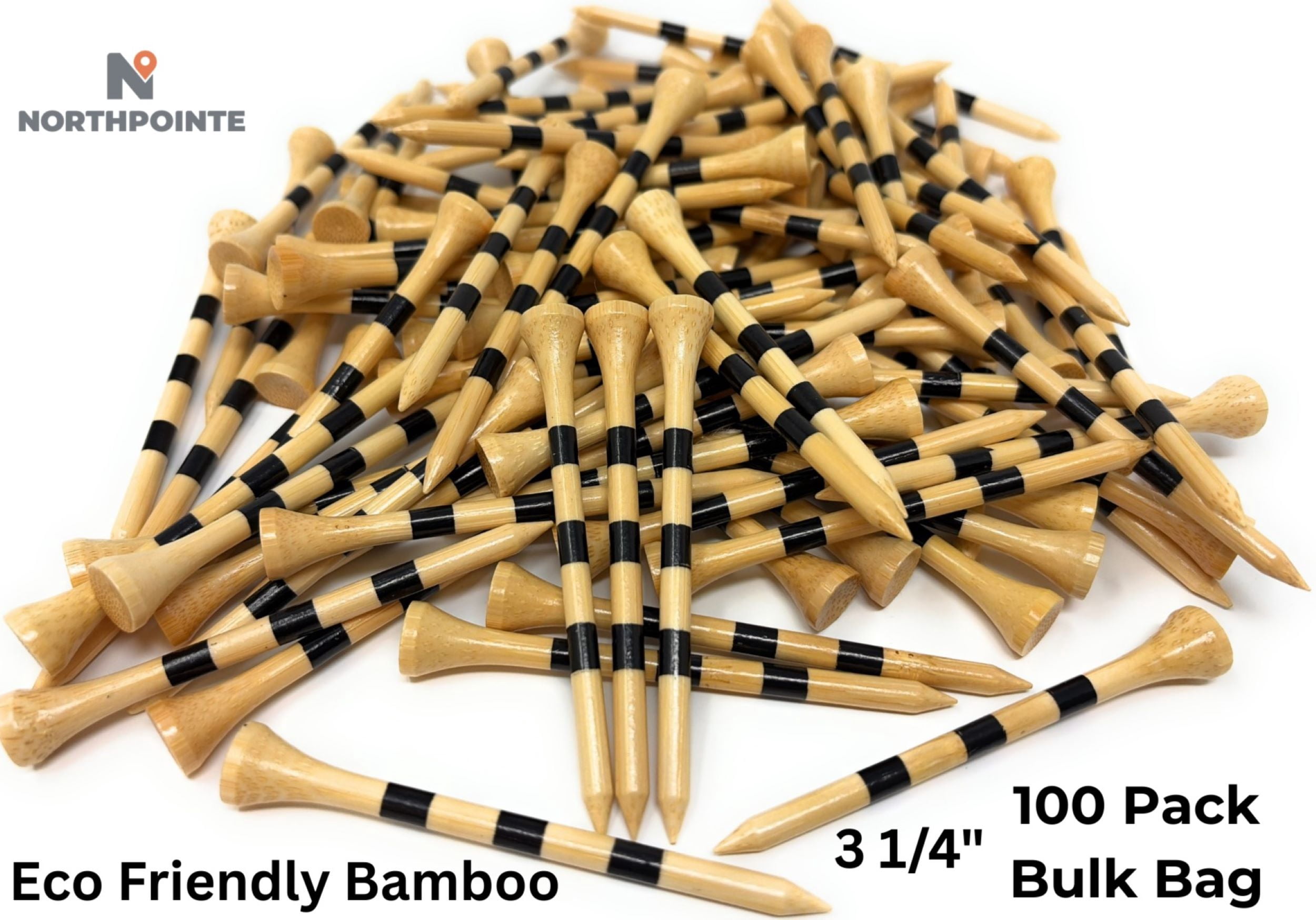 100 Ct Bamboo Golf Tees, 3 1/4", Bulk 100 Count Bag of Durable Natural ...