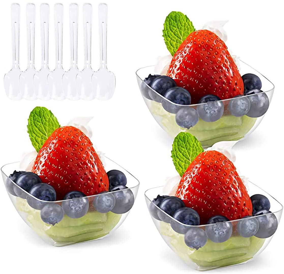100 Ct Mini Dessert Cups with Spoons, 2 Ounce Appetizer Cups ...