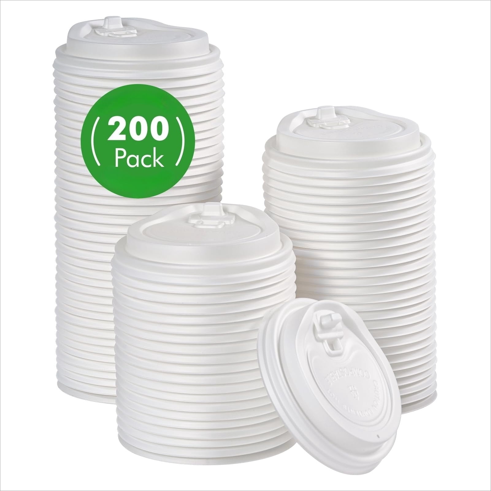 100% Cup Lids 200 Count，3.54 inch Disposable CPLA Cup Lid Suitable for ...