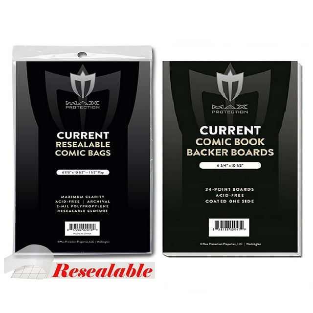 Max Pro 100ct Ultra Clear Resealable Comic Book Bags and Boards Combo ...