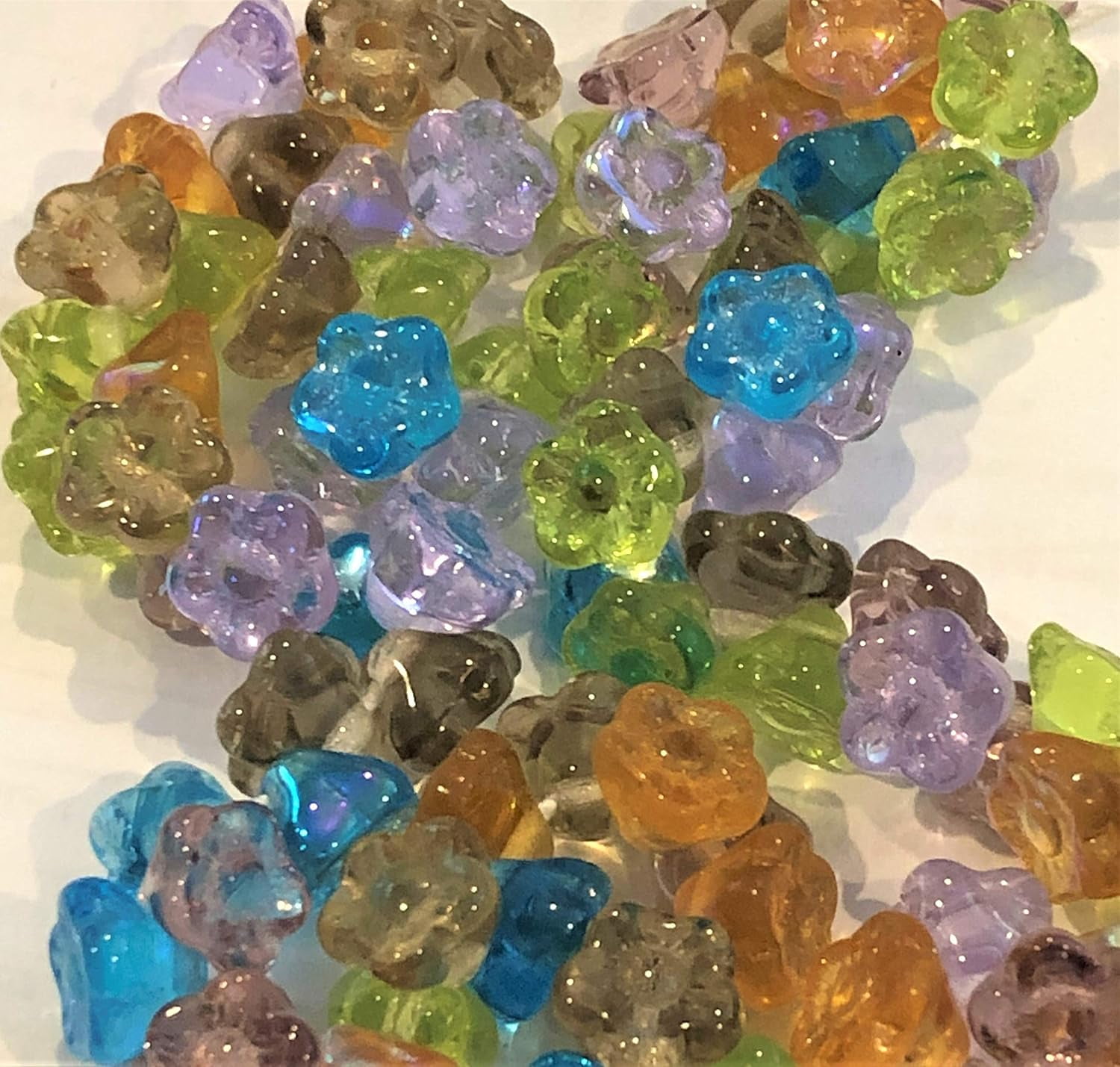 100 Czech Glass Flower Beads Prairie Mix Hole Is Side To Side Through
