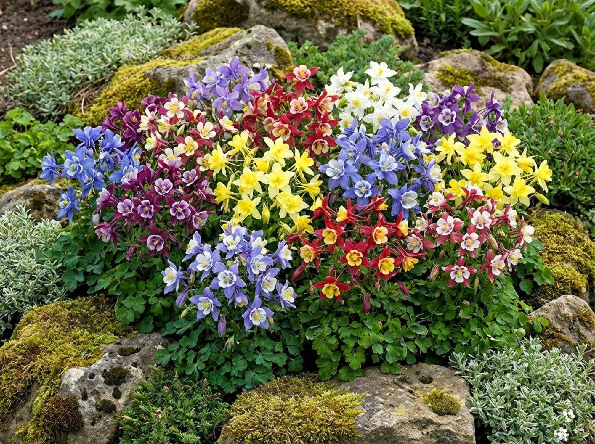 100 DWARF COLUMBINE MIX Aquilegia Vulgaris Mixed Colors Flower Seeds ...