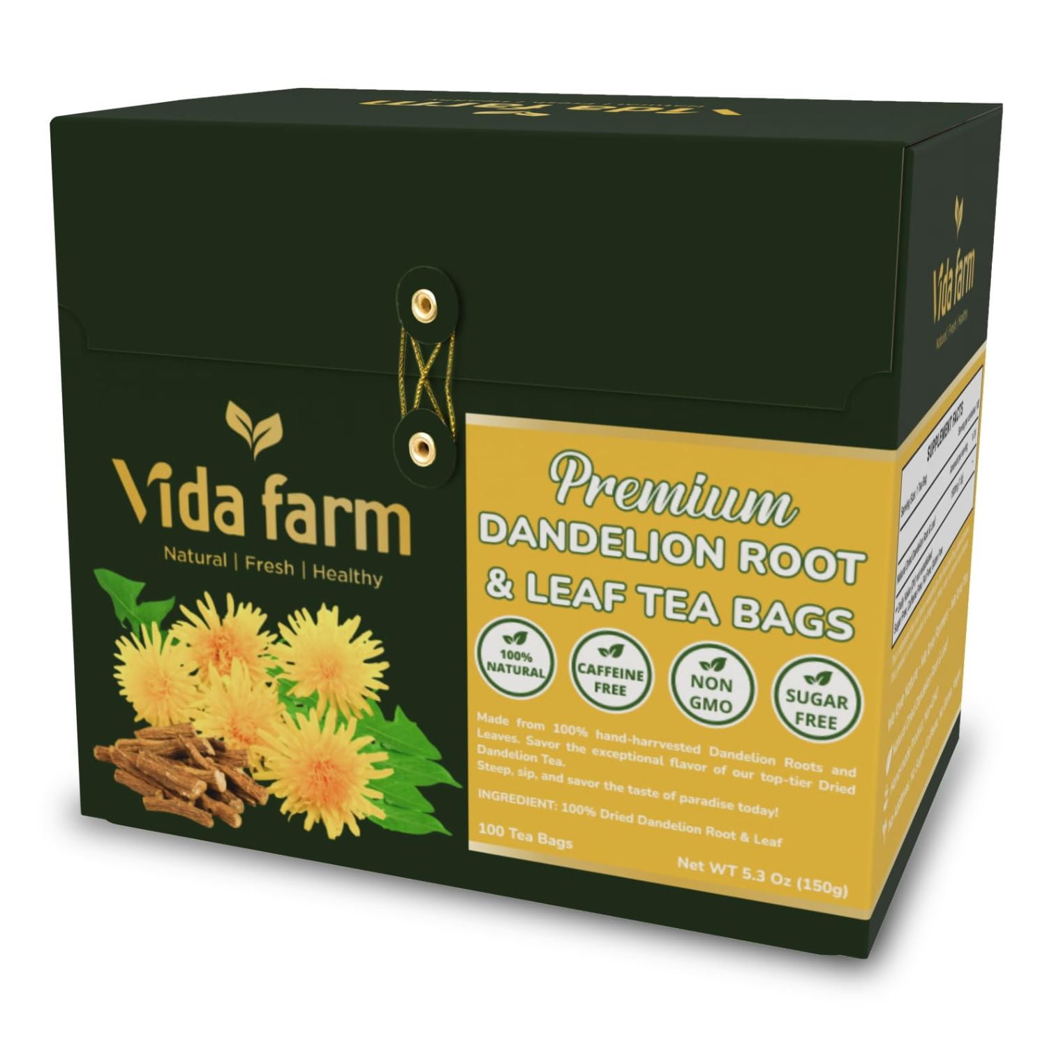 100 Dandelion Tea Bags, Dried Dandelion Root Tea Bag, Dandelion Leaf ...