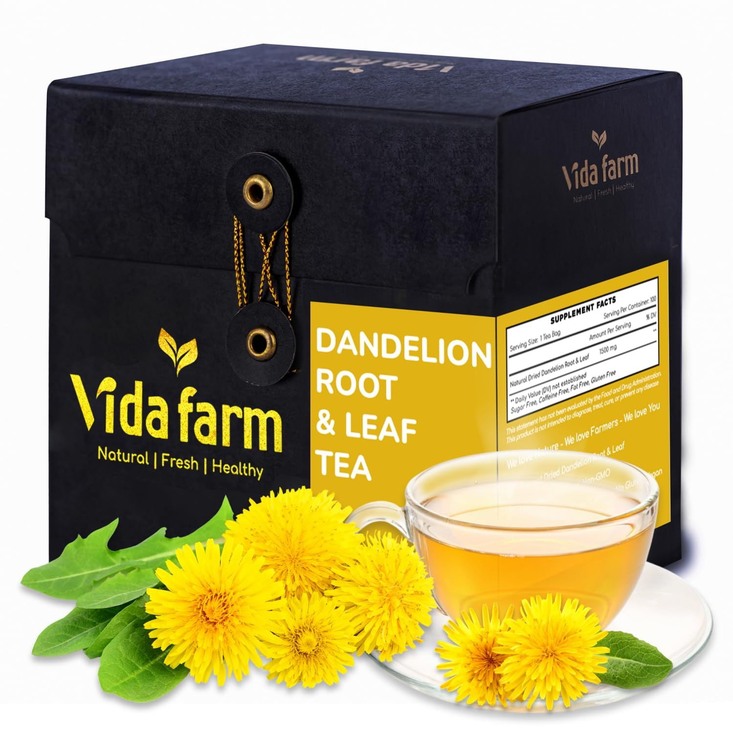 100 Dandelion Tea Bags, Dried Dandelion Root Tea Bag, Dandelion Leaf ...
