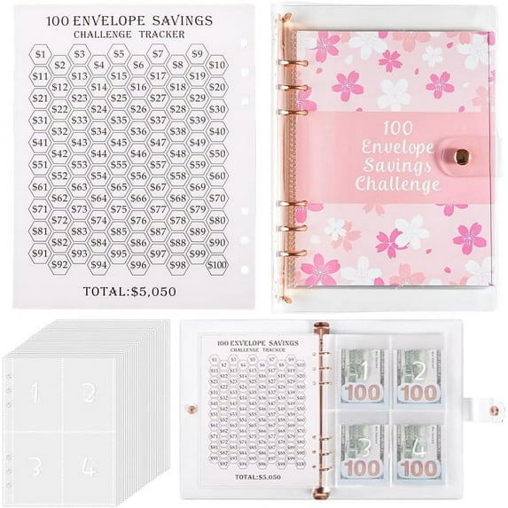 100 Day Envelope Savings Challenge Binder Budget Planner, Cash Envelope ...