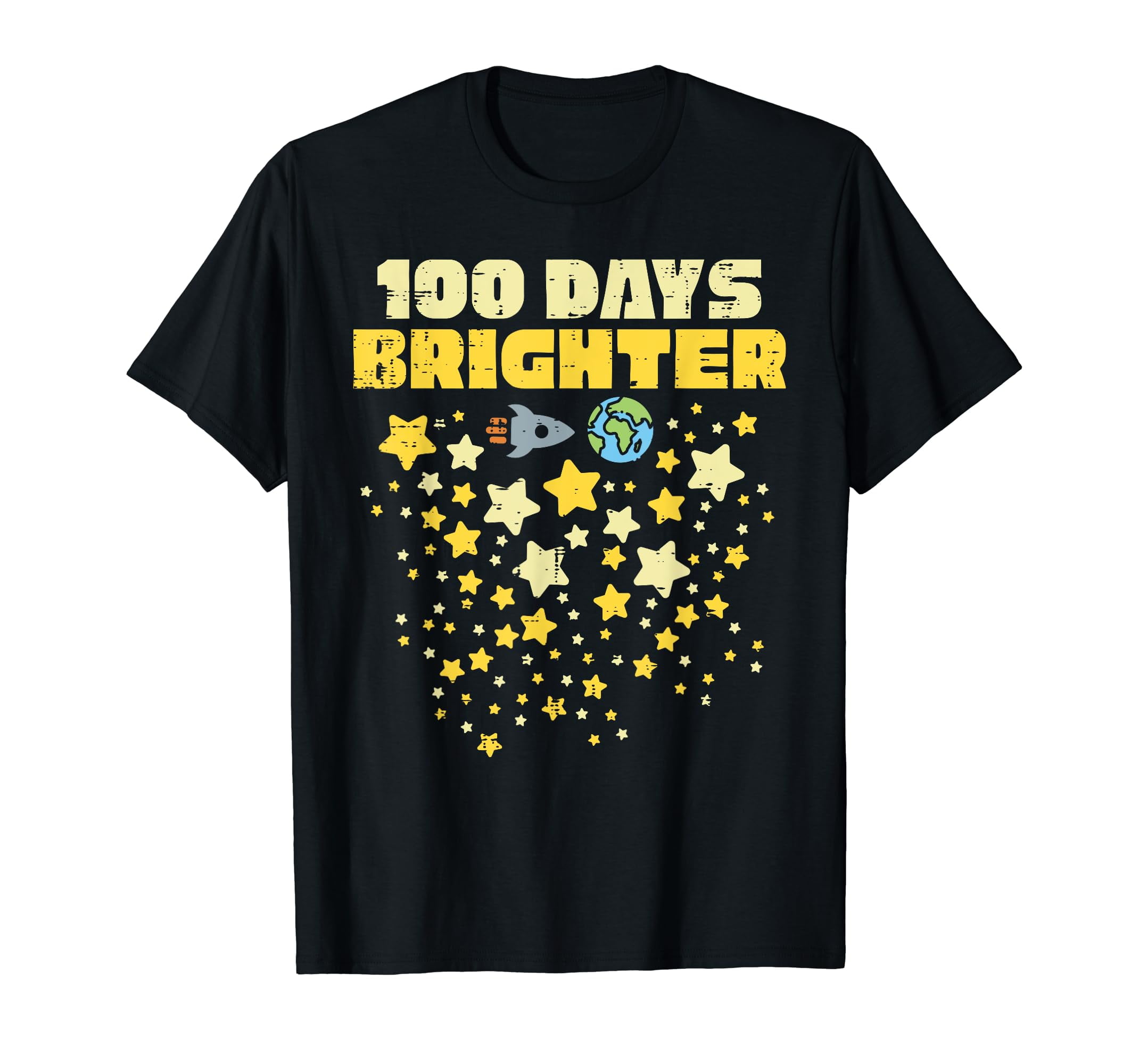 100 Days Brighter Shirt 100th Day Of School Stars Rocket T-Shirt ...