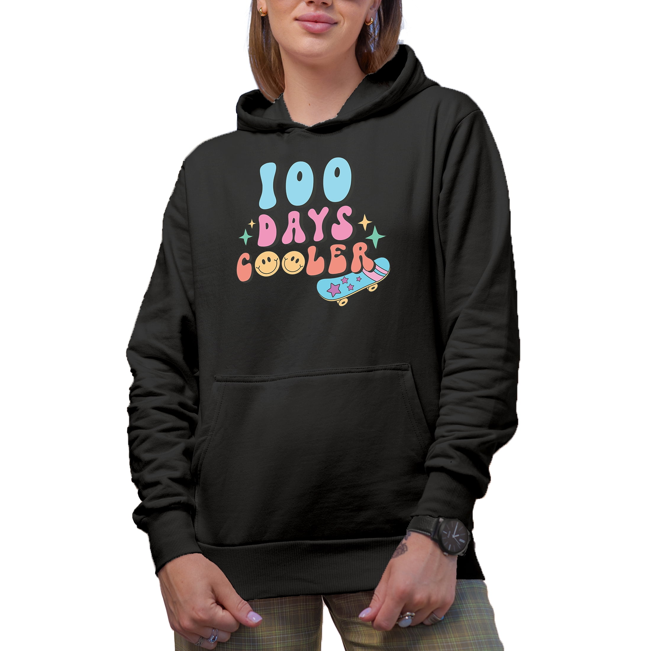 100 Days Cooler, Retro School Art Merch Gift, Black Hooded Sweatshirt ...