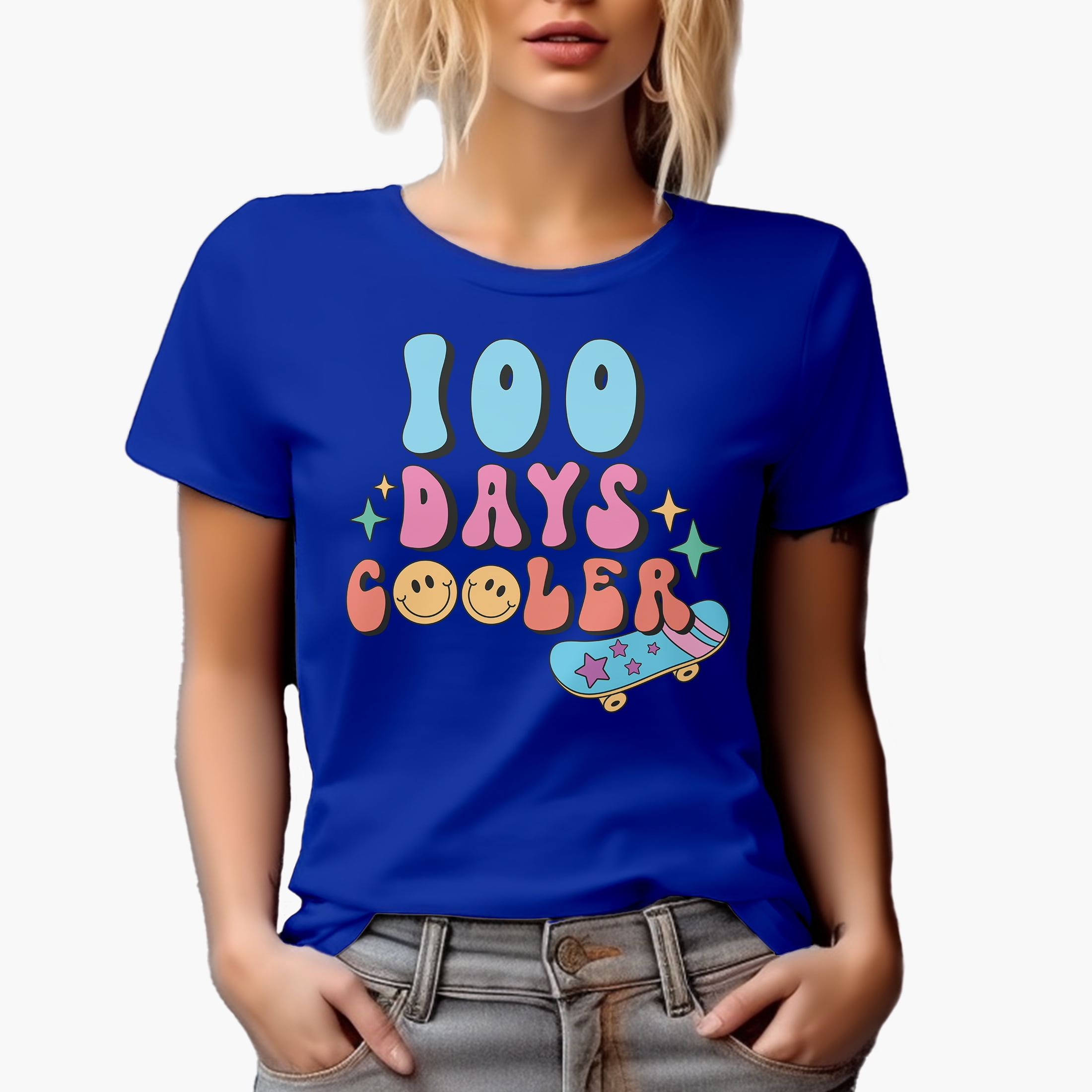 100 Days Cooler, Retro School Art Merch Gift, Royal Blue T-Shirt, 3XL ...