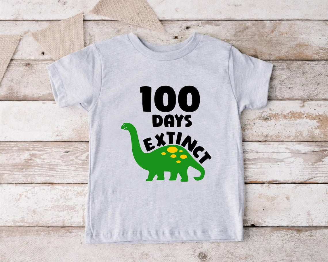 100 Days Dinosaur Shirt Kids, 100th Day Of School T-Rex Shirt, 100 Days ...