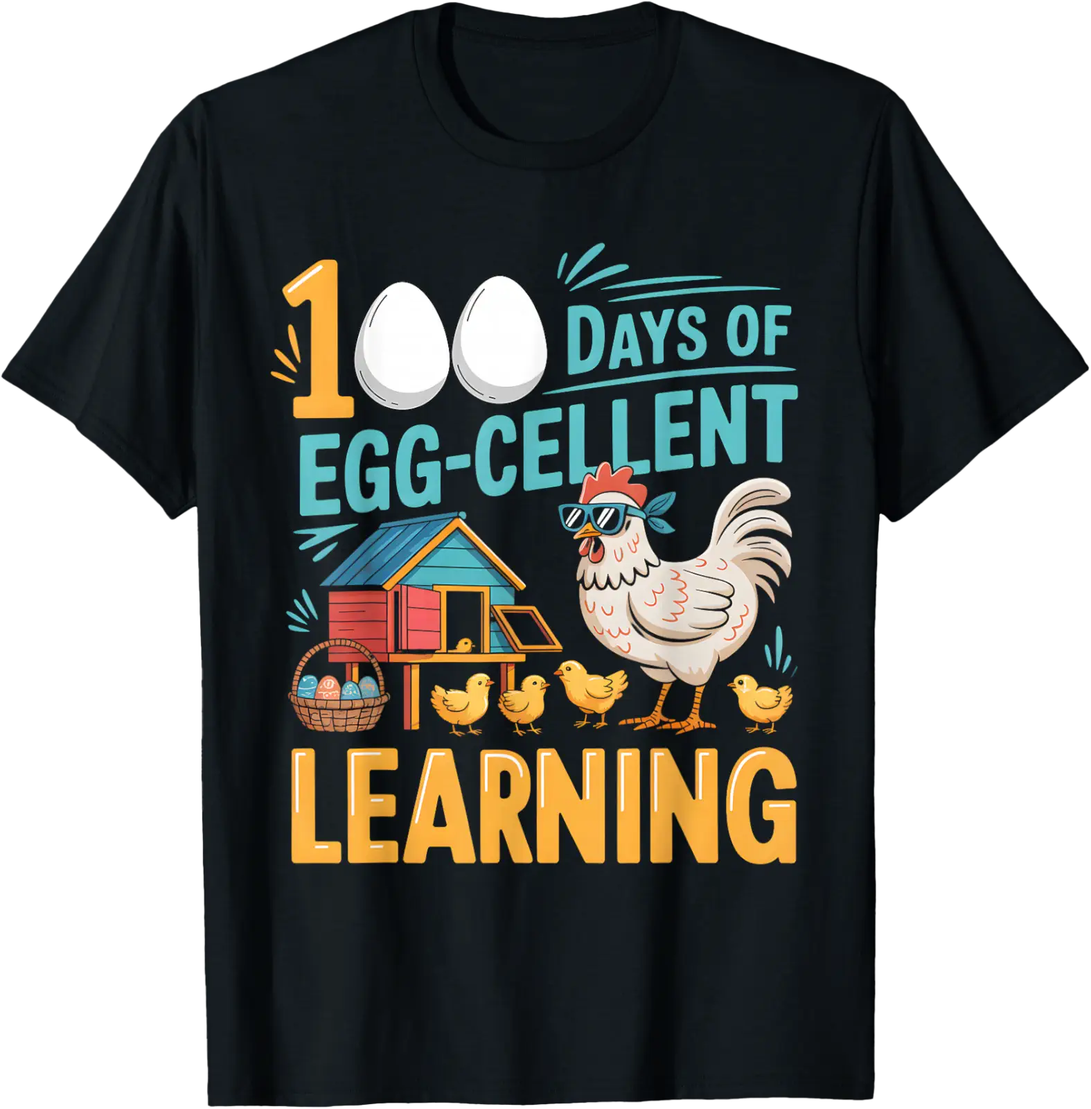 100 Days Egg-Stra Smarter Chicken 100Th Day Of School T-Shirt - Walmart.com