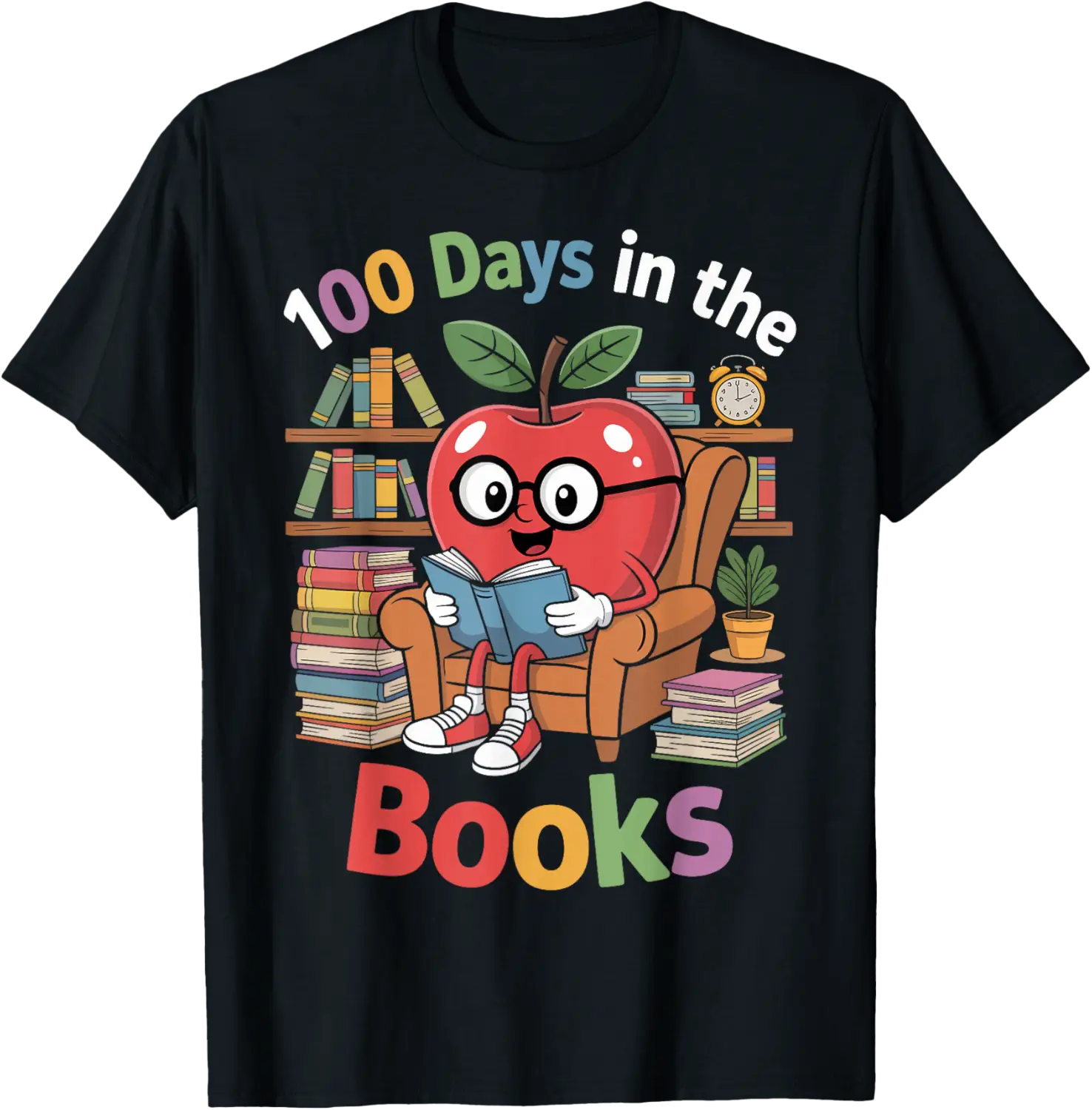 100 Days In The Books Reading Teacher 100Th Day Of School T-Shirt ...