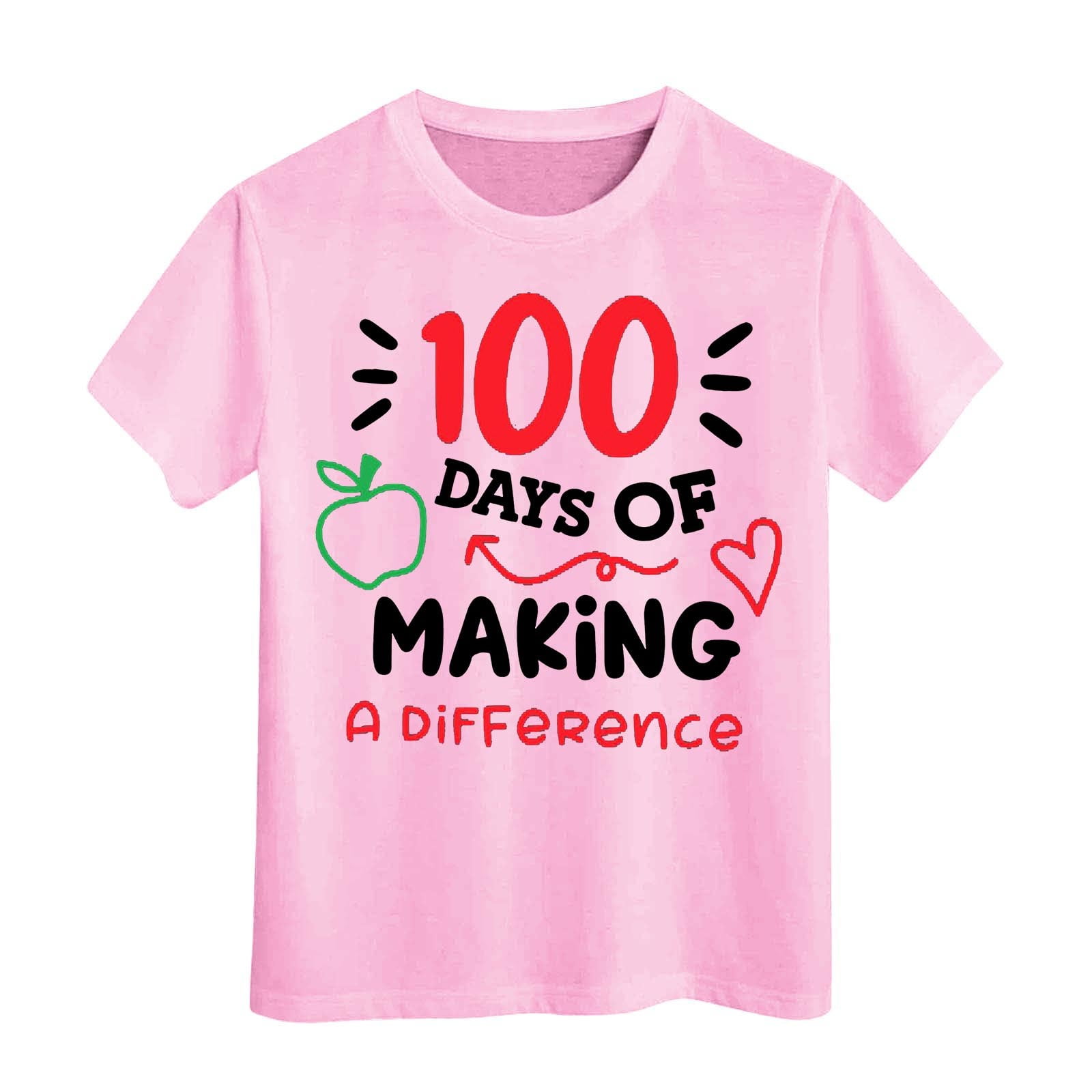 100 Days of Making Difference Shirt Toddler Kids Girls Short Sleeve T ...