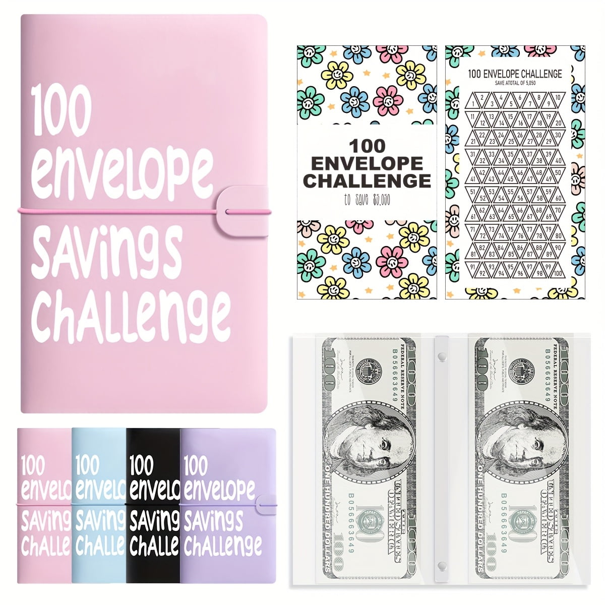 100 Days Money Saving Challenge Coin Envelope Budget Storage Book ...