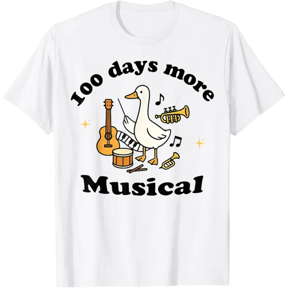 100 Days More Musical Goose Teacher Music Classroom T-Shirt - Walmart.com