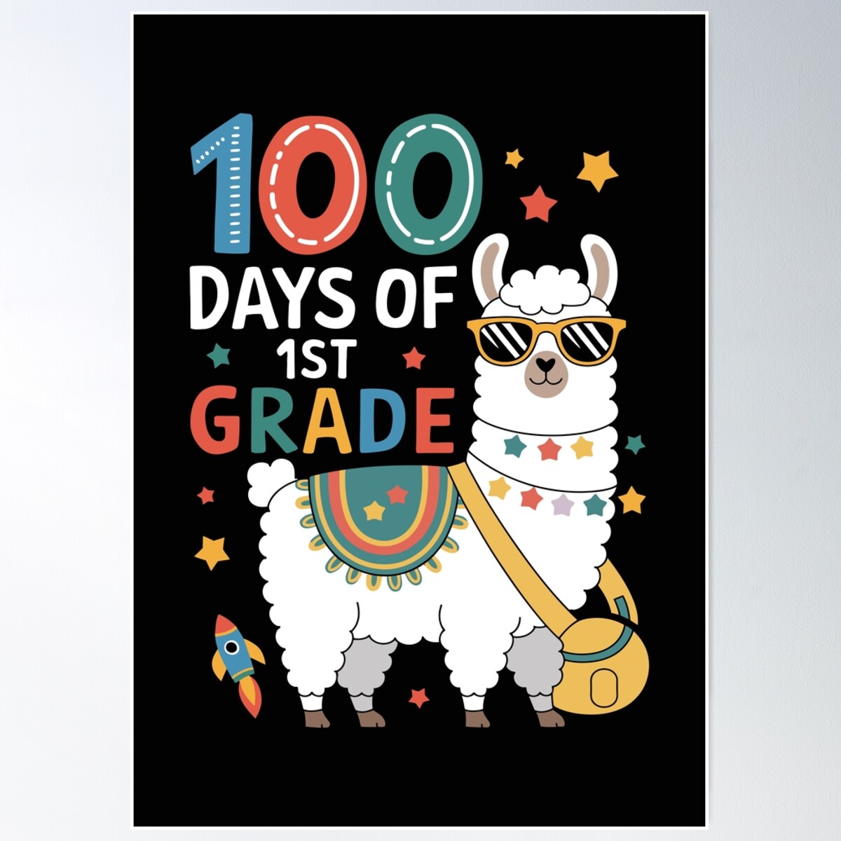 100 Days Of 1St Grade Llama Lover Teaching Poster Wall Art, Modern Wall ...
