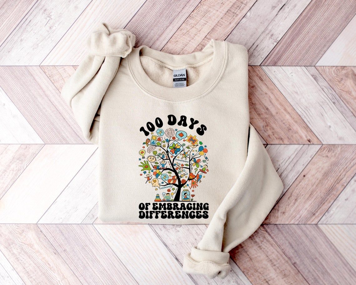 100 Days Of Embracing Differences T-Shirt, 100 Days Of School Sped ...