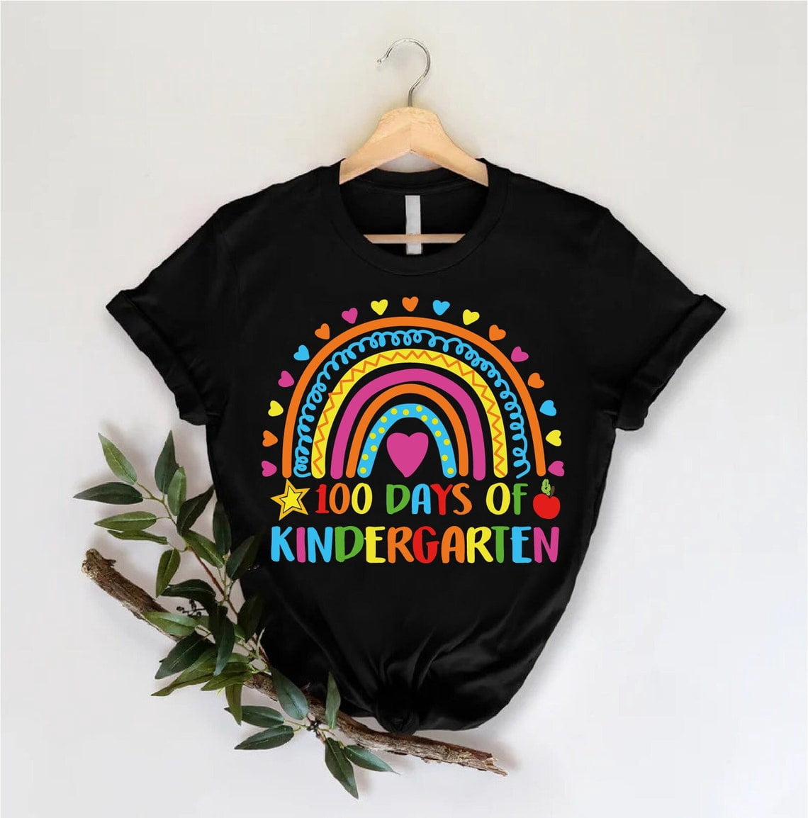 100 Days Of Kindergarten Shirt, Girls School T-Shirt,Rainbow 100 Days ...