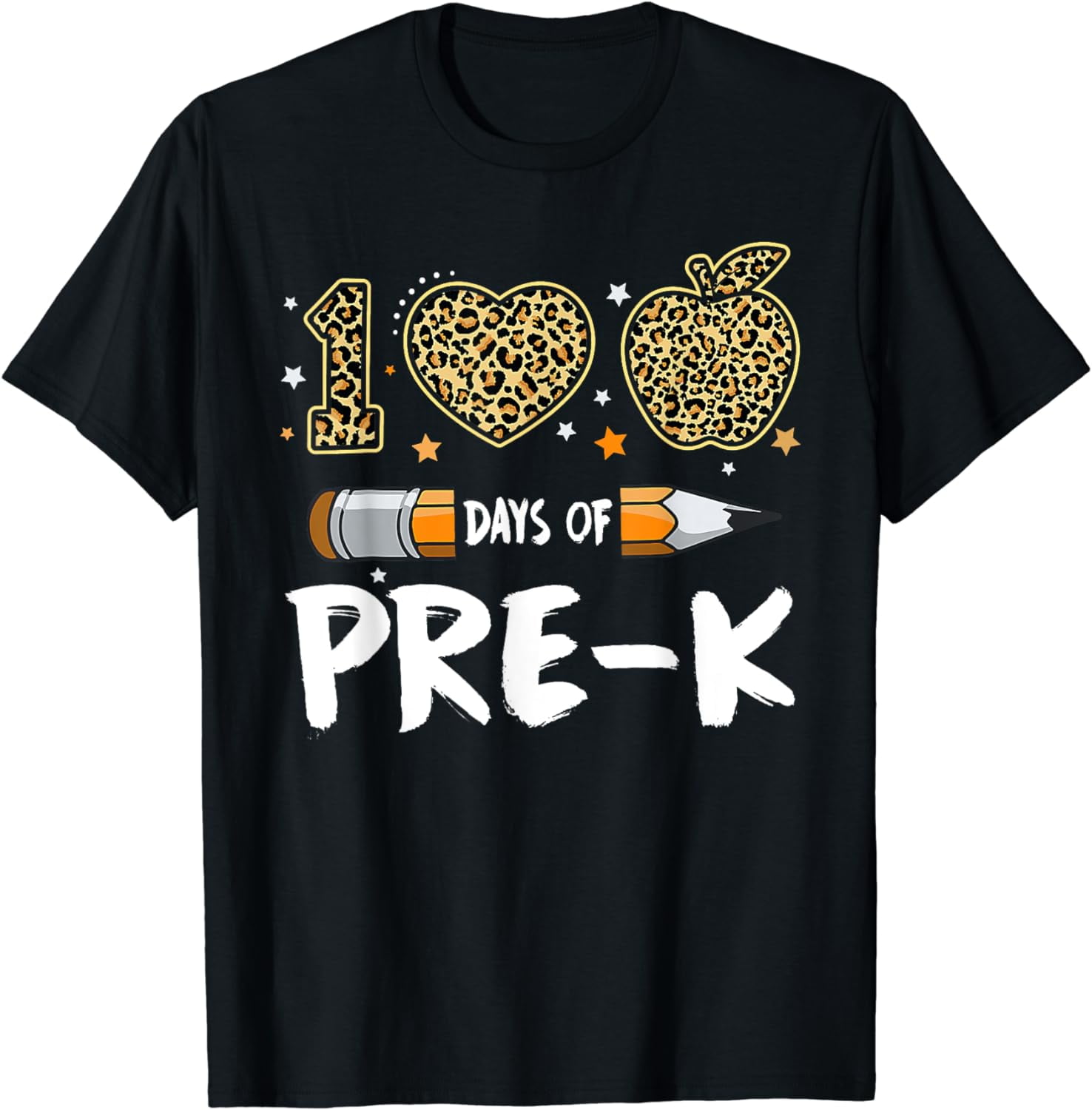 100 Days Of Pre K Teacher Student Leopard Happy 100th Day T-Shirt ...