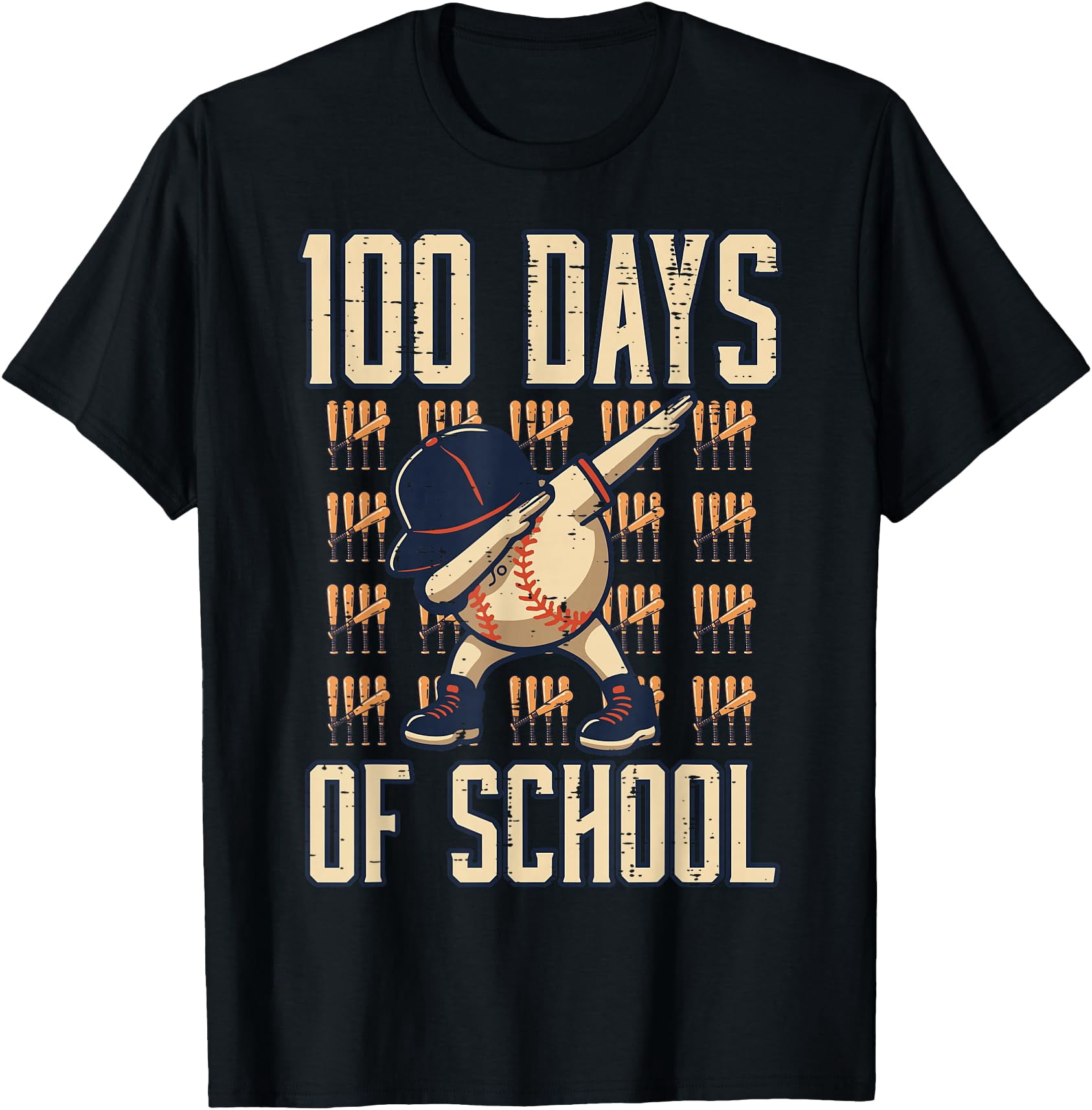 100 Days Of School Baseball Dab 100th Day Toddler T-Shirt with Cartoon ...