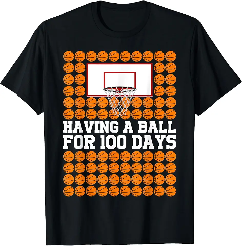 100 Days Of School Basketball 100th Day Balls For Boys Kids T-Shirt ...